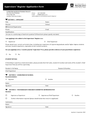 Fillable Online Supervisors' Register Application Form Fax Email Print - pdfFiller
