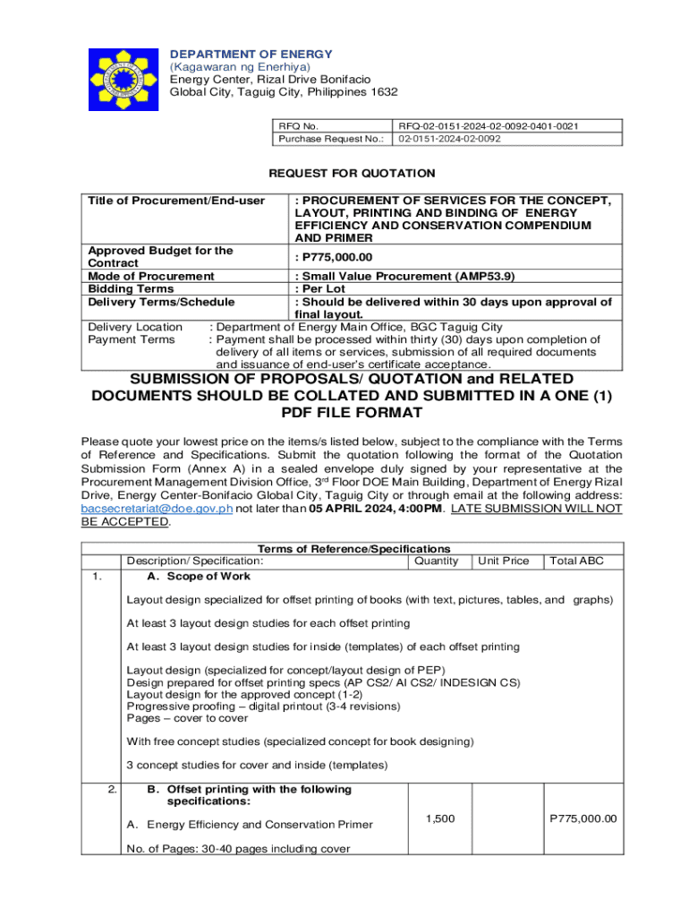 Fillable Online : PROCUREMENT OF SERVICES FOR THE CONCEPT, Fax Email ...