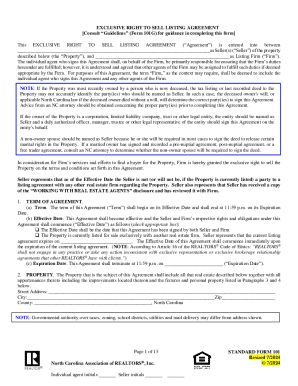 Fillable Online Exclusive Right to Sell Listing Agreement Form Fax ...