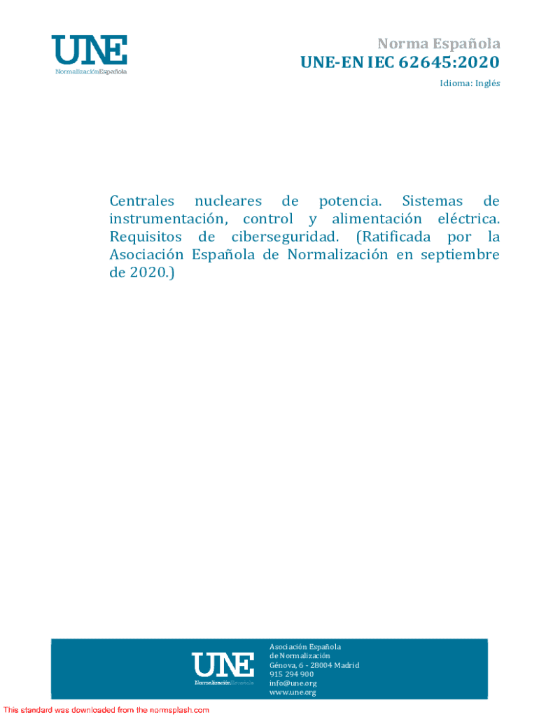 Fillable Online UNE-EN IEC 62645. Nuclear power plants ...