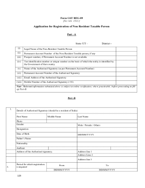 Application for Registration of Non Resident Taxable Person Form GST ...