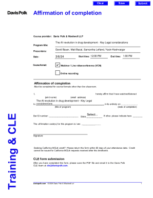 Fillable Online CLE form - The AI revolution in drug developmentKey ...