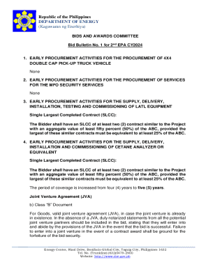 Fillable Online Bid Bulletin No. 1 - 2nd Early Procurement Activities ...