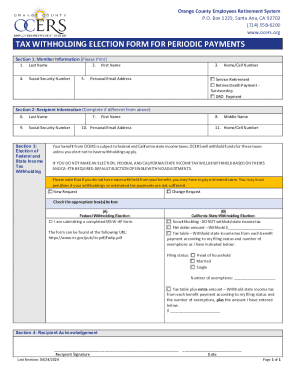 Fillable Online TAX WITHHOLDING ELECTION FORM FOR PERIODIC ... Fax ...