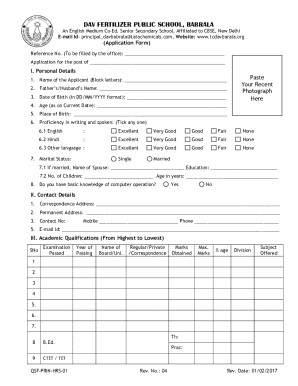 Fillable Online DAV FERTILIZER PUBLIC SCHOOL Fax Email Print - pdfFiller