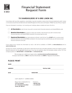 Fillable Online Request for Financial Statement Request Form Fax Email ...