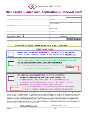 Fillable Online 2023 Credit Builder Loan Application & Renewal Form Fax ...