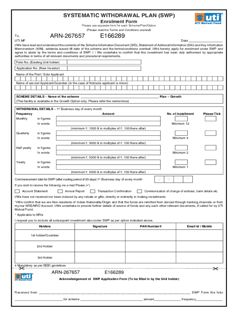 Fillable Online BNP Paribas MF - Systematic Withdrawal Plan Form Fax ...
