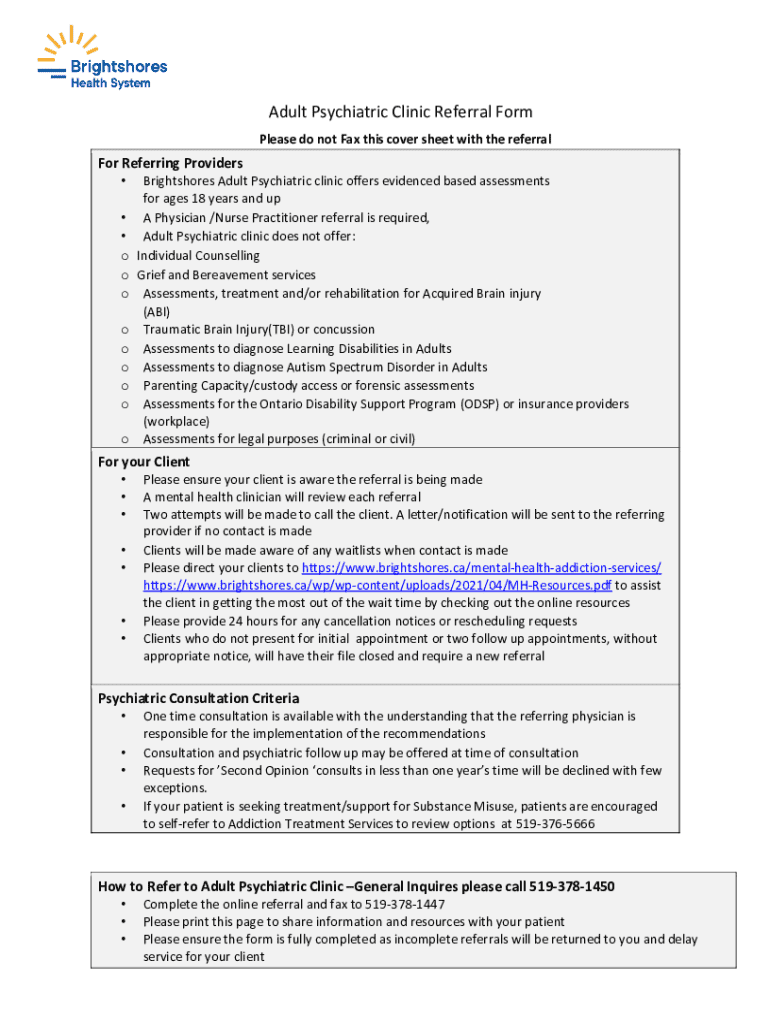 Fillable Online Psychiatric Referral Form Fax Email Print - pdfFiller