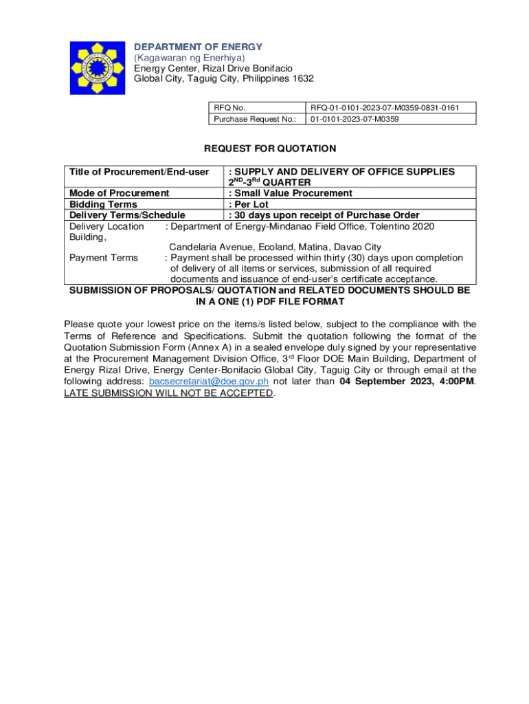 Fillable Online RFQ - Office-Supplies-2nd-3rd-Qtr MFO.pdf Fax Email ...