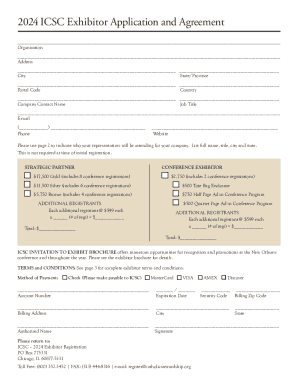 Fillable Online 2024 ICSC Exhibitor Application and Agreement Fax Email ...