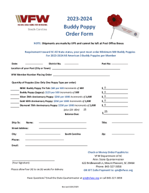 Fillable Online 2023 - 2024 Buddy Poppy Order Form Rev 0923.pub Fax ...