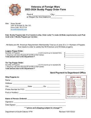 Fillable Online Buddy Poppy - Department of South Carolina Fax Email ...