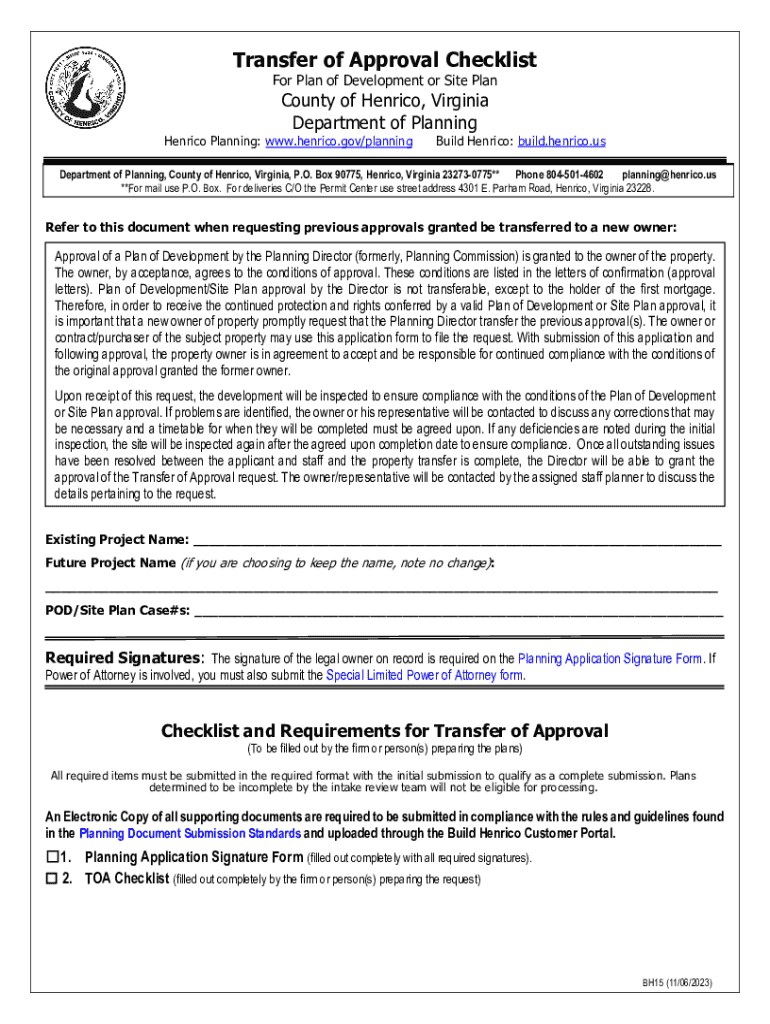 Fillable Online Transfer of Approval Checklist Fax Email Print - pdfFiller