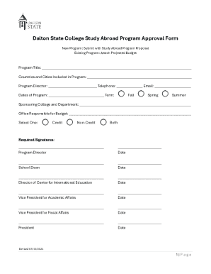 Fillable Online Dalton State College Study Abroad Program Approval Form Fax Email Print - pdfFiller