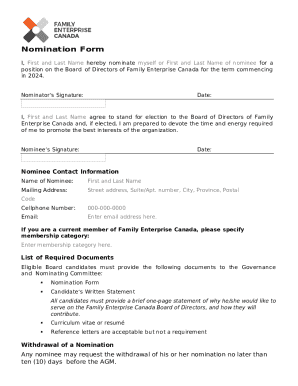How to Write a Board Nomination Letter Doc Template | pdfFiller