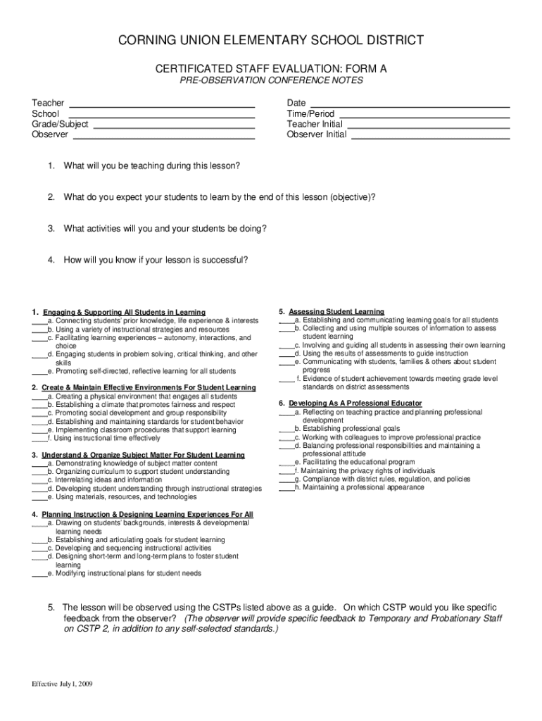 Fillable Online Pre-Observation Conference Form.doc Fax Email Print ...