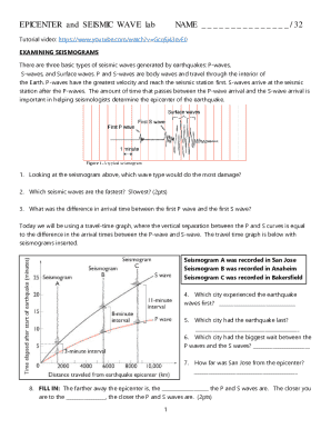 EXAMINING SEISMOGRAMS EPICENTER and SEISMIC WAVE lab - pdfFiller