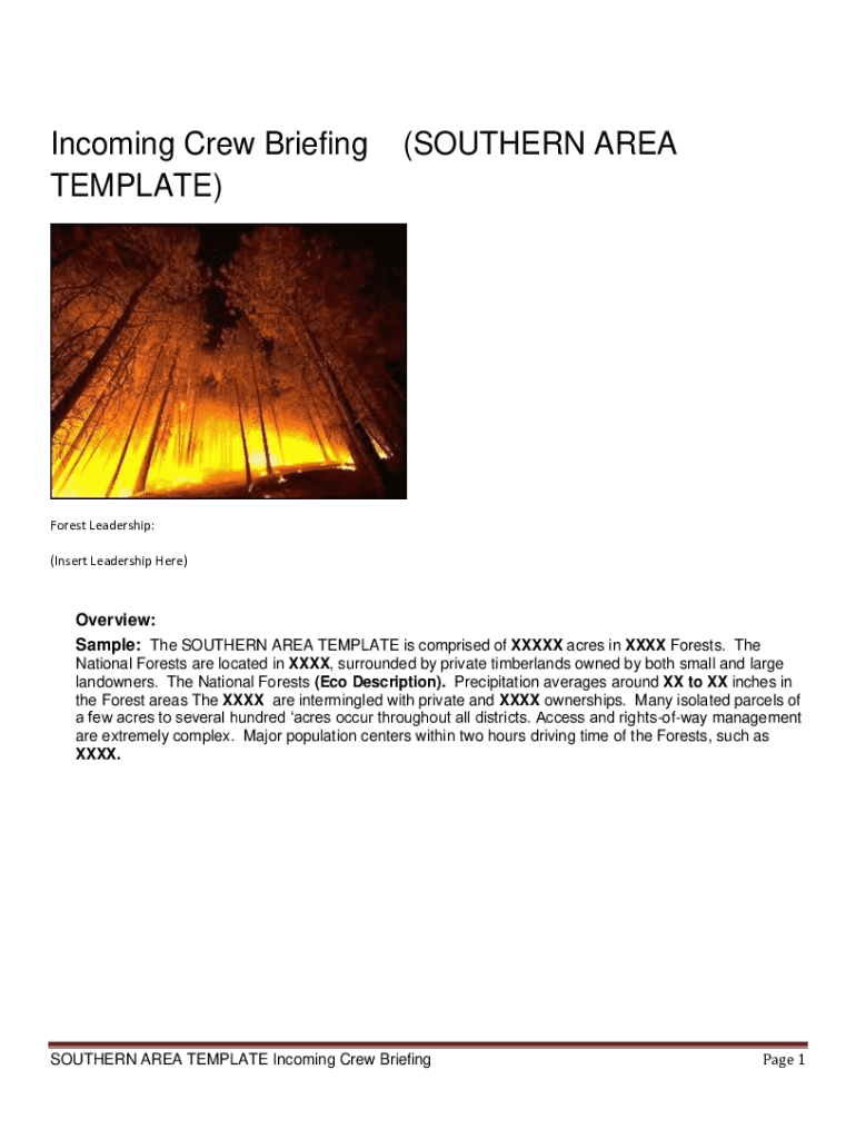 Fillable Online Incoming Crew Briefing (SOUTHERN AREA TEMPLATE) Fax ...