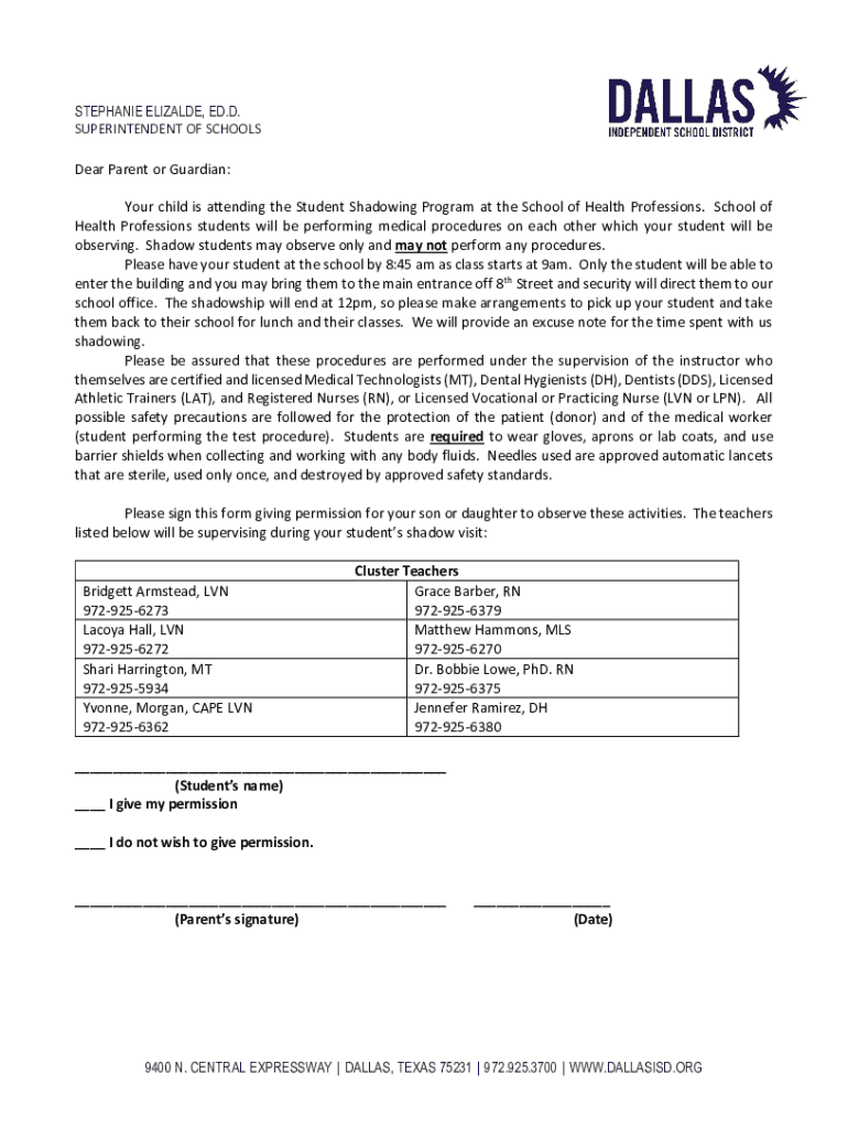 Fillable Online Shadow Permission Form Fax Email Print - pdfFiller