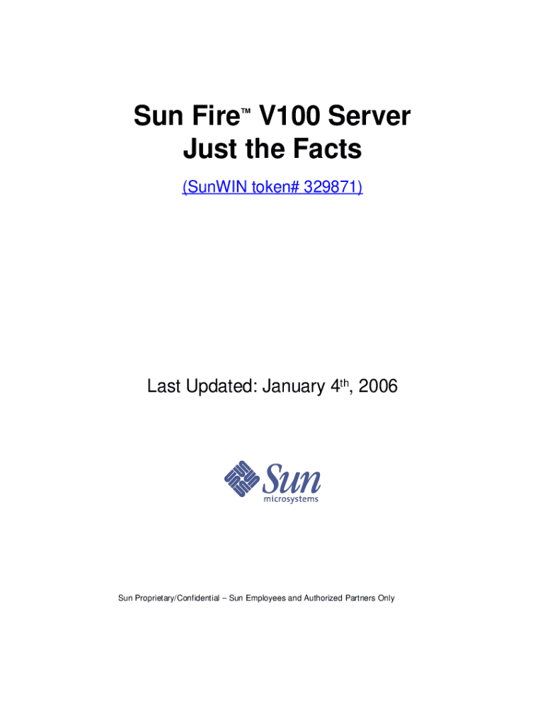 Fillable Online Sun Fire V100 Server Just the Facts - Archives ...