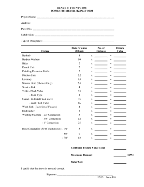 HENRICO COUNTY DPU DOMESTIC METER SIZING FORM HENRICO COUNTY DPU ...