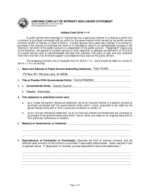 Fillable Online Uniform Conflict Of Interest Disclosure Statement ...