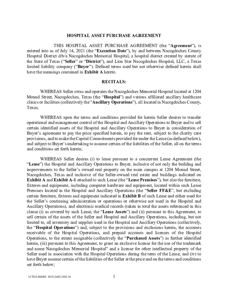 Fillable Online Hospital Facility Lease Agreement Fax Email Print ...