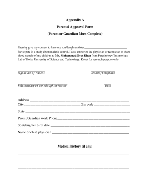 Fillable Online Appendix A Parental Approval Form ( ... Fax Email Print ...