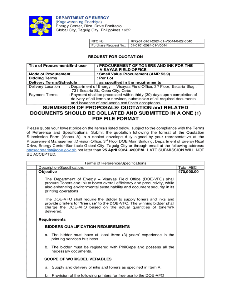 Fillable Online RFQ - Procurement of Energy Audit Field Supplies.pdf Fax Email Print - pdfFiller