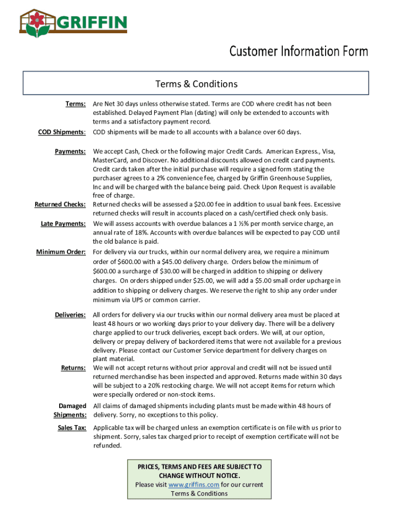 Fillable Online Payment Terms - What do Net 30, CWO, and PIA mean? Fax ...