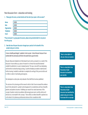 Fillable Online Peer discussion form education and training Fax Email Print - pdfFiller
