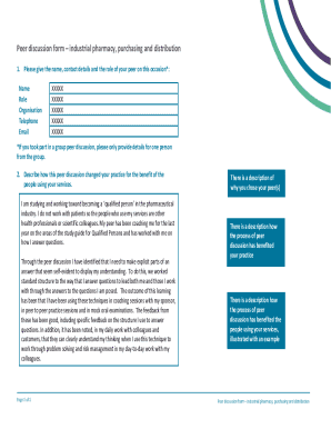 Fillable Online Peer discussion form industrial pharmacy, purchasing ...