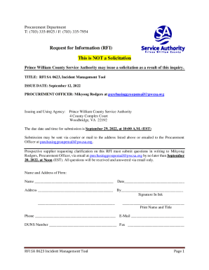 Fillable Online Request for Information (RFI) This is NOT a ...