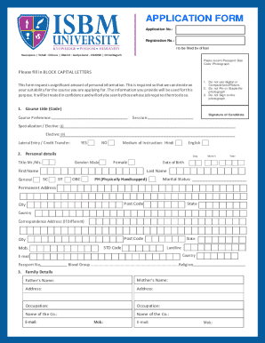 Fillable Online ISBM University Admission form Fax Email Print - pdfFiller
