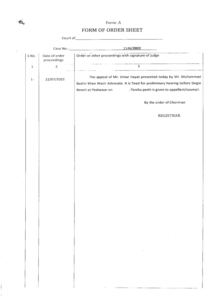 Form of Order Sheet Order Sheet - pdfFiller