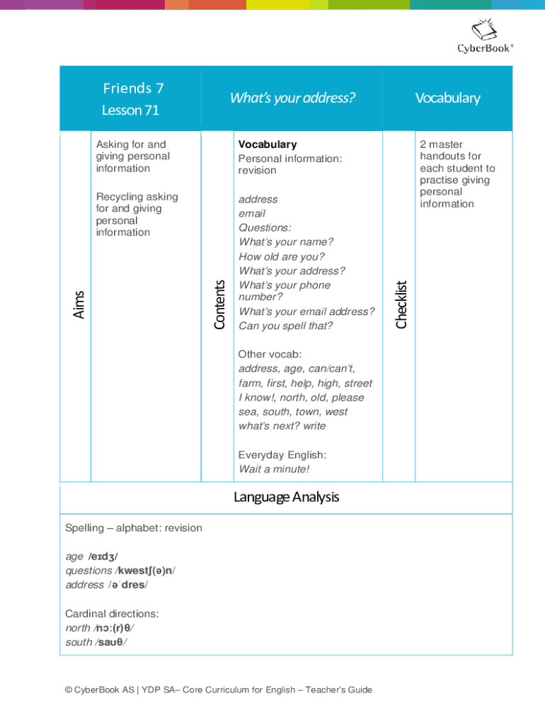 Fillable Online LESSON PLAN: Asking for and Giving Personal Information Fax Email Print - pdfFiller