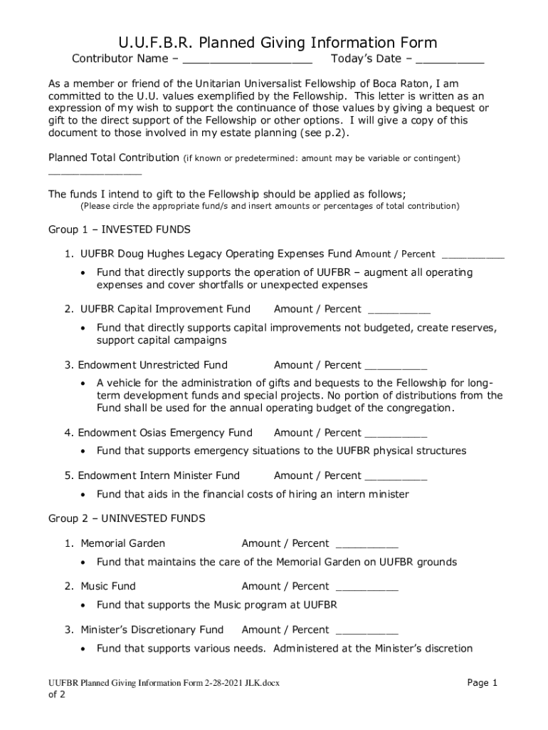 Fillable Online Planned Giving Designation Form (revised 5/1/22) Fax Email Print - pdfFiller