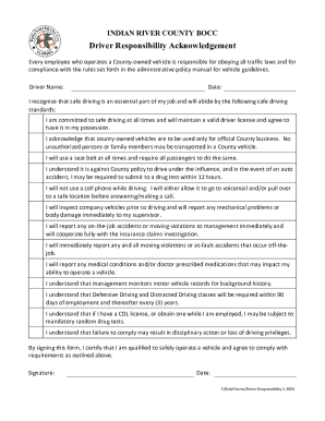Fillable Online Driver responsibility acknowledgement Form. Fax Email ...