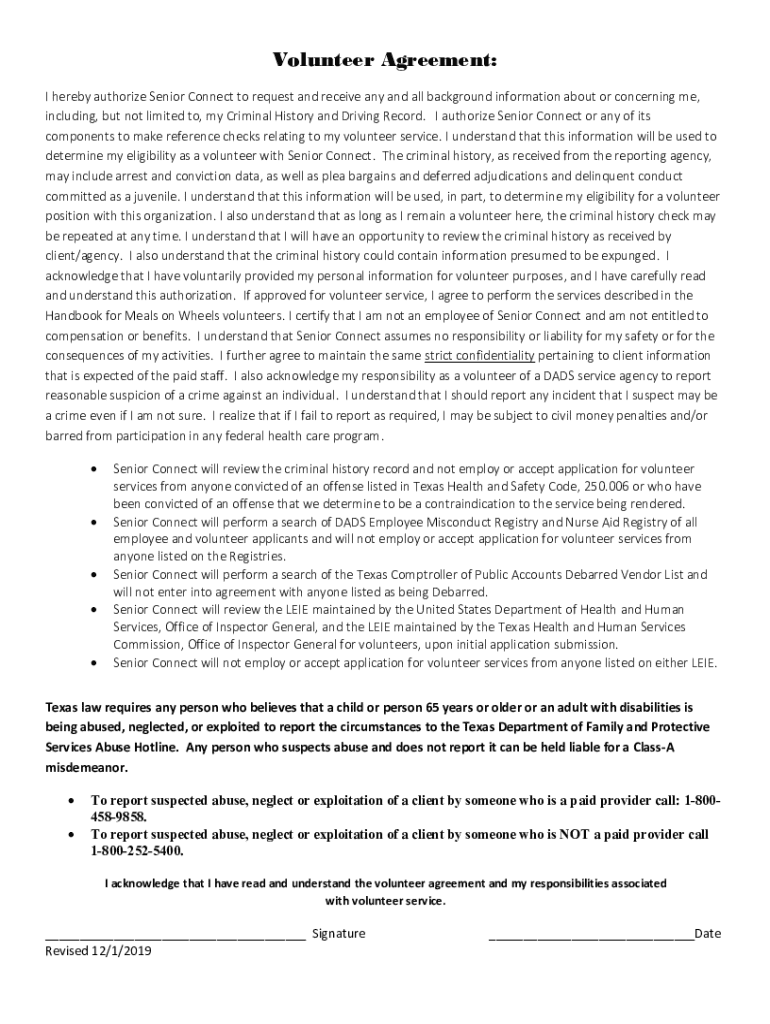 Fillable Online TEXAS YES VOLUNTEER AGREEMENT & RELEASE Fax Email Print ...