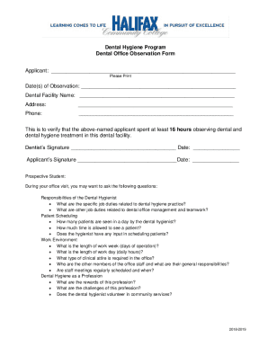 Fillable Online Dental Office Observation Verification Form Fax Email Print - pdfFiller