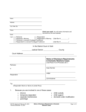 Fillable Online Notice of Disclosure Requirements in Domestic Relations ...