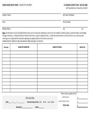 Fillable Online horse show - entry form Fax Email Print - pdfFiller
