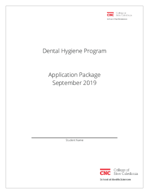 Fillable Online Dental Hygiene Program Application: Form, Requirements ...