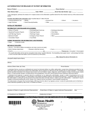 Fillable Online ROI Authorization Form 08-2020 THR-THPG-THUC use Fax ...