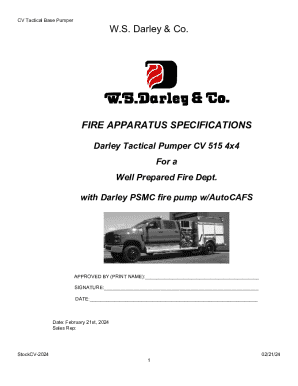 Fillable Online W.S. Darley & Co. FIRE APPARATUS SPECIFICATIONS Fax ...