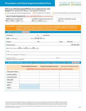 Fillable Online Prescription and Patient Support Enrollment Form Fax ...