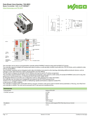 Fillable Online 2 x ETHERNET Data SheetItem Number: 750-8001 Fax Email ...