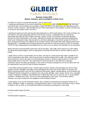 Camp Waiver & Code of Conduct Doc Template | pdfFiller