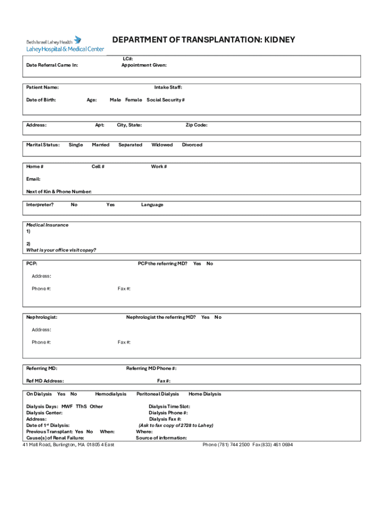 Fillable Online Kidney Care Referral Form. Kidney Care Referral Form ...